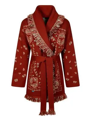 Alanui Bandana Jacquard Fringed Cashmere Cardigan - Multicolor