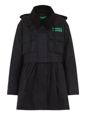 BARBOUR X GANNI Peplum Waxed Jacket - Brown
