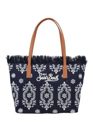 MC2 SAINT BARTH MC2 SAINT BARTH Embroidered Tote Bag With Leather Handles Blue