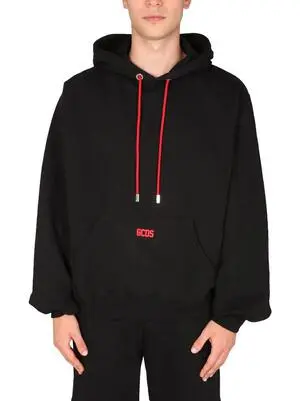 Gcds Cotton Maxi Sweatshirt With Rubber Logo - Black