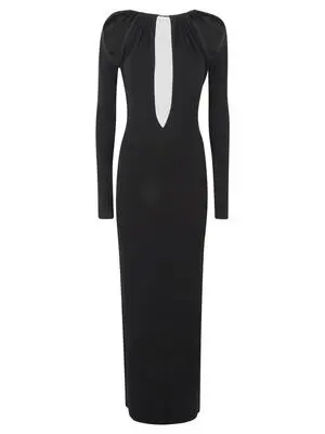 MARINE SERRE Draped Plunge Neck Maxi Dress - Black