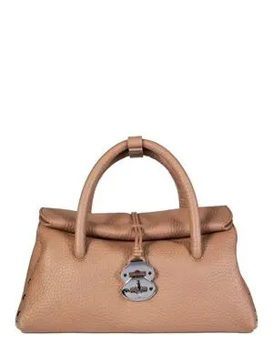 ZANELLATO Small Dotta Bag In Hammered Leather - Marrone