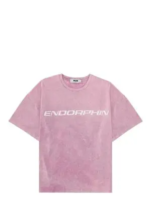 MSGM Graphic Cotton T-shirt - Pink