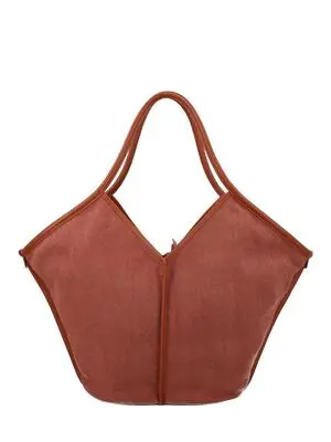 Hereu HEREU Structured Canvas Tote Bag With Leather Trim Brown