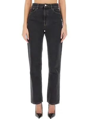 Gcds Rhinestone Embellished Straight Leg Jeans - Black