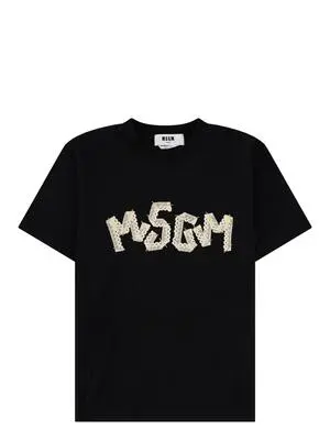 MSGM MSGM Graphic Logo Cotton T-Shirt Black