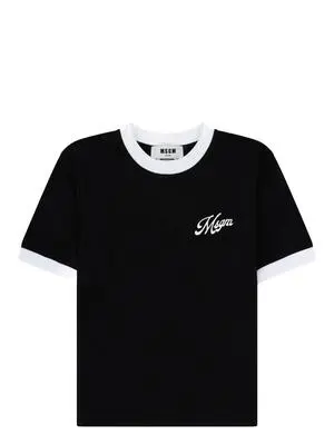 MSGM MSGM Logo-Trim Crewneck T-Shirt Black