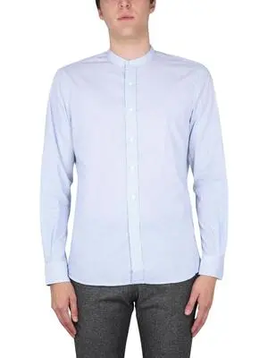 Aspesi Regular Fit Mandarin Collar Shirt For - Azure