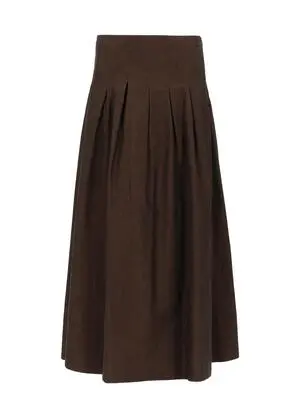 PT TORINO Pleated Midi Skirt - Brown