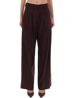 PT TORINO High-rise Pleated Wide-leg Trousers - Bordeaux