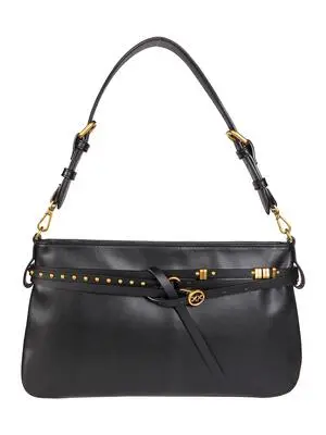 Pinko Studded Leather Shoulder Bag - Nero