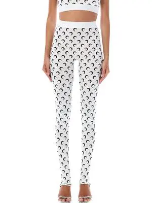 MARINE SERRE Marine Serre High-Rise Moon Print Leggings - Size S White Black Moon