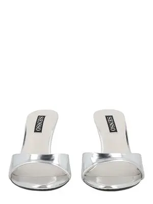 Senso Metallic Block Heel Mules - Silver
