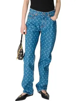 MARINE SERRE MARINE SERRE All-Over Signature Print Five-Pocket Jeans