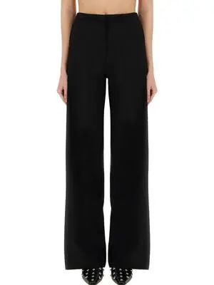 PT TORINO Diana Wool Blend Wide Leg Trousers - Black