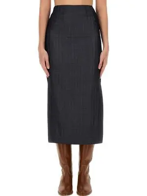 Etro ETRO Wool-Blend Pencil Midi Skirt Grey