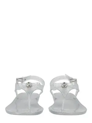 Michael Kors Glittered Pvc Flat Sandals - Silver