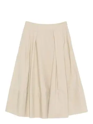 Woolrich Pleated Cotton Mini Skirt With Zip Closure - Beige