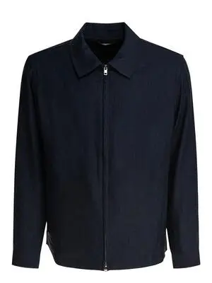 Vince Zip-up Jacket With Classic Collar - Blue