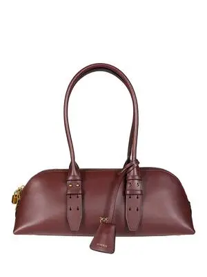 Pinko Padlock Logo Plaque Bowling Shoulder Bag - Rosso
