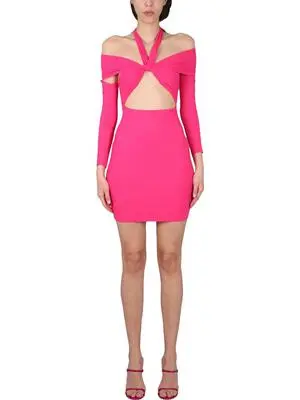 AMAZUIN Romy Mini Dress With Criss-cross Halterneck - Fuchsia