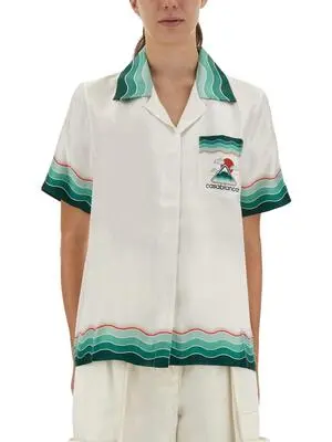 Casablanca Montagne Ondulee Silk Short Sleeve Shirt - Multicolour