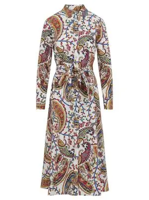 Etro Belted Paisley-print Cotton-voile Midi Shirt Dress - Multicolour