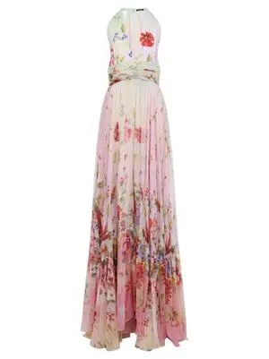 Roberto Cavalli Maxi Dress With Miami Flowers Print - Multicolour