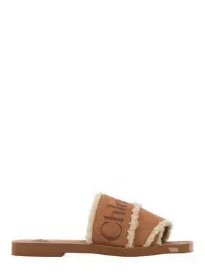 Chloé CHLOÉ Mini Woodand Slip-On Sandals Softybrown