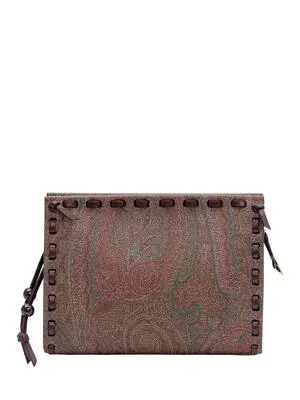 Etro Mini Shoulder Bag With Paisley Print - Marrone