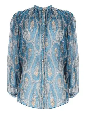 Etro Silk Paisley Print Button-front Blouse - Blue
