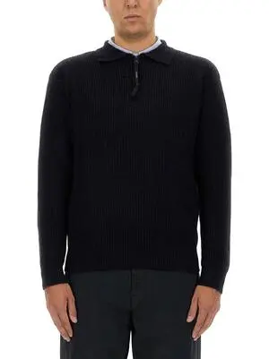 Aspesi Wool Knit Quarter Zip Sweater - Blue