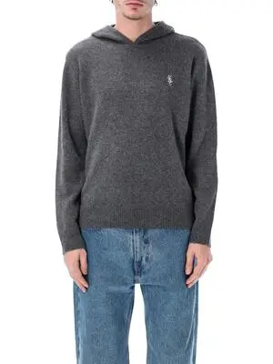 SPORTY & RICH Cashmere Hoodie With Embroidered Logo - Grey