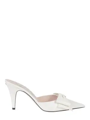 Valentino Garavani Stiletto Heel Bow Detail Mules - Ivory