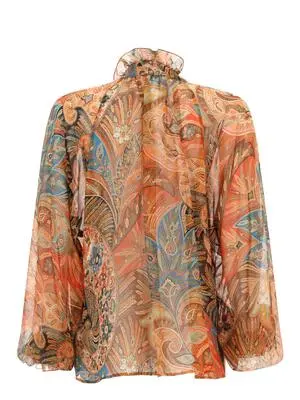 Etro Printed Silk Chiffon Blouse - Orange