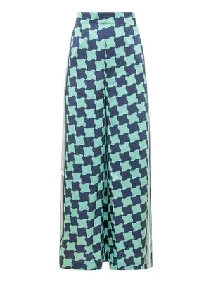 Casablanca Silk Painted Trousers - Pool Tile