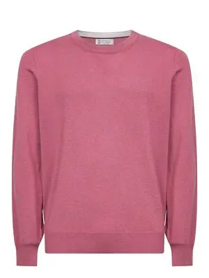 Brunello Cucinelli BRUNELLO CUCINELLI Ribbed-Knit Crew-Neck Sweater Red