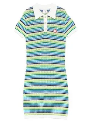 Casablanca Striped Knit Polo Dress - Multicolor