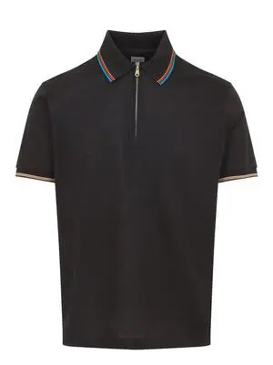 Paul Smith Cotton Stripe Trim Polo Shirt - Brown
