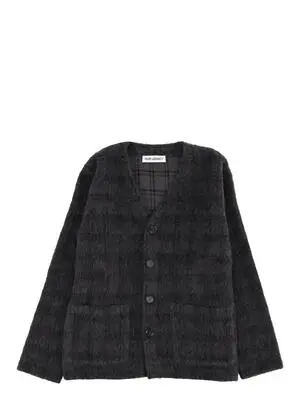 Our Legacy Fuzzed Plum Check Hairy Wool Cardigan - Grey