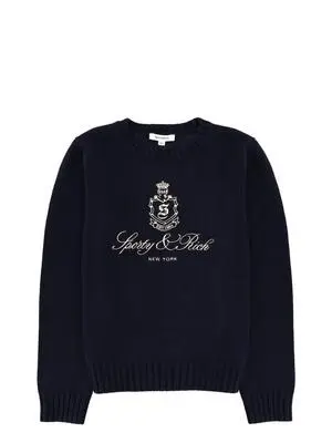 Sporty & Rich Cotton Logo Sweatshirt - Blue