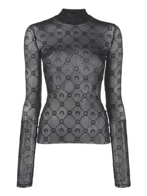 MARINE SERRE MARINE SERRE Flocked Moonogram Turtleneck