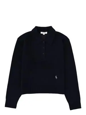 Sporty & Rich Cashmere Wool Blend Polo Shirt - Blue