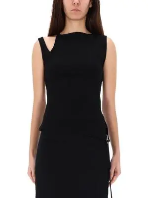 COURREGES Cotton Blend Asymmetrical Top - Black