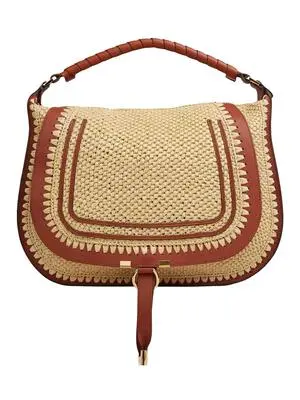 Chloé CHLOÉ Raffia And Leather Shoulder Handbag Beige