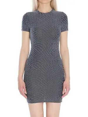 Alexander Wang Alexanderwang. T T Alexander Wang Logo-embossed Short-sleeve Dress Grey