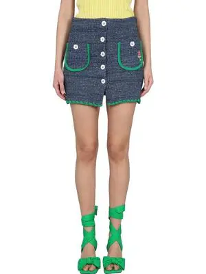 CORMIO Button-detailed Tweed Skirt - Blue