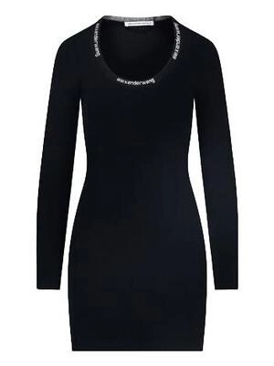 Alexander Wang Logo Jacquard Scoop Neck Bodycon Dress - Black