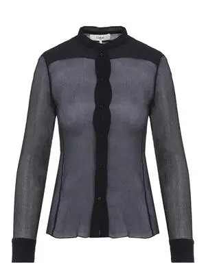 Chloé Chiffon-crepe Silk Shirt - Blue
