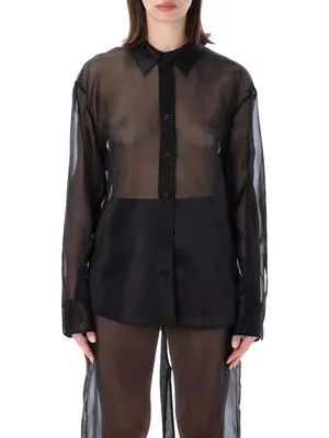 THE FRANKIE SHOP Sheer Silk Blend Shirt - Black